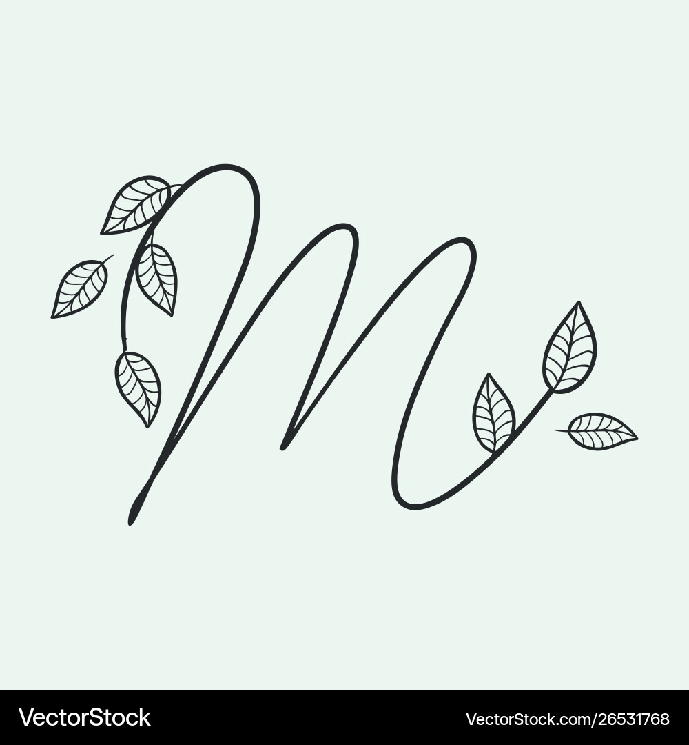 Handwritten letter m monogram or logo brand Vector Image