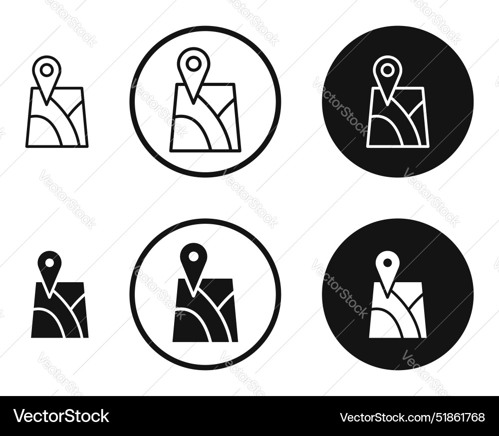 Land layer location icon set in black and white Vector Image