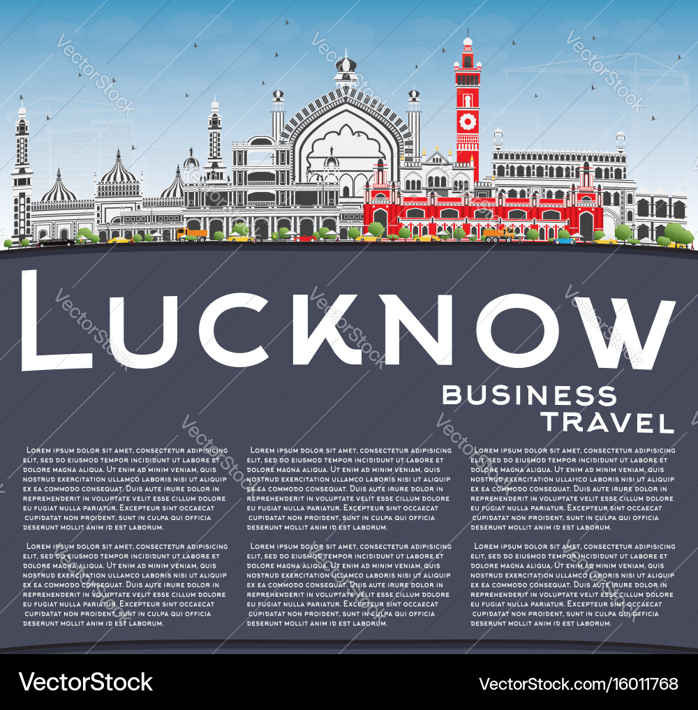 Lucknow skyline with gray buildings blue sky Vector Image