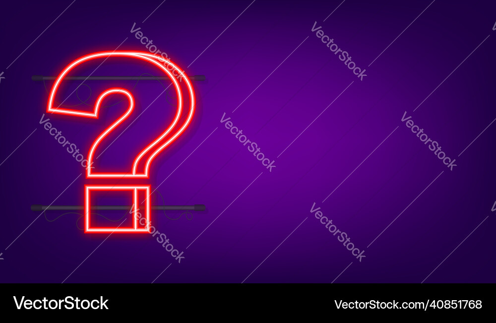 Neon Question Mark Quiz Banner Royalty Free Vector Image