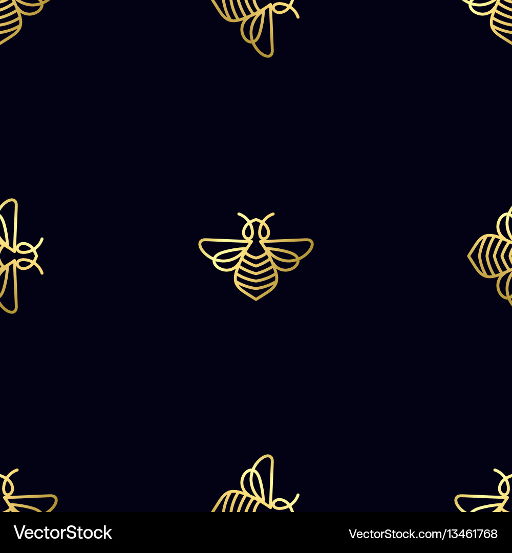 Seamless pattern with gold bee Royalty Free Vector Image
