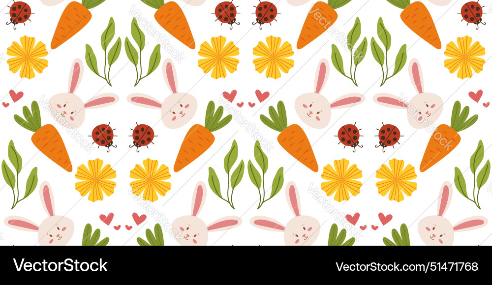 Seamless spring easter pattern with flowers Vector Image
