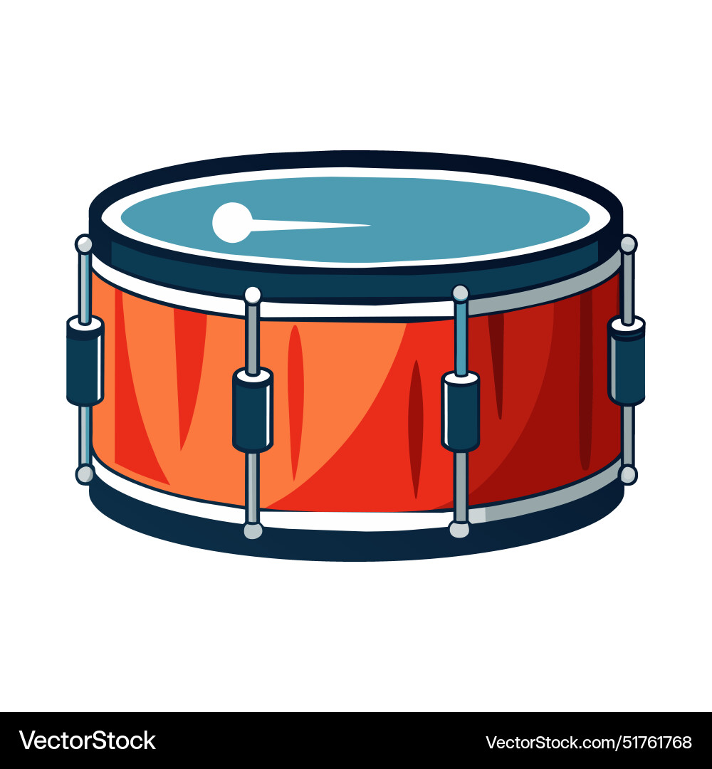 Snare drum flat on white background Royalty Free Vector