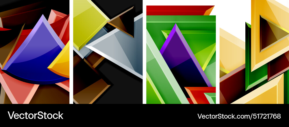 Triangle composition poster background set Vector Image