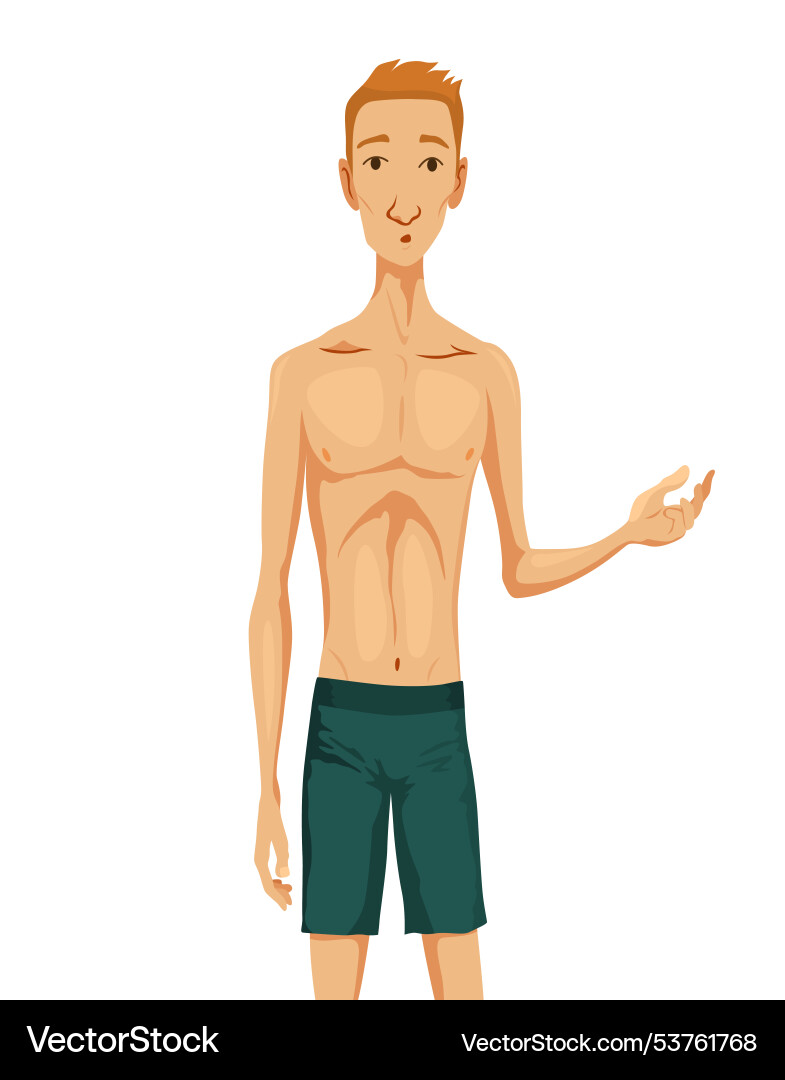 Weak man flat cartoon Royalty Free Vector Image