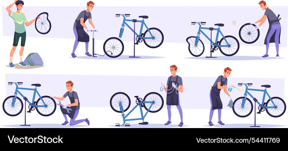 Bicycle repair service professional worker Vector Image
