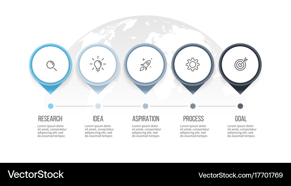 Business process timeline infographics with 5 Vector Image