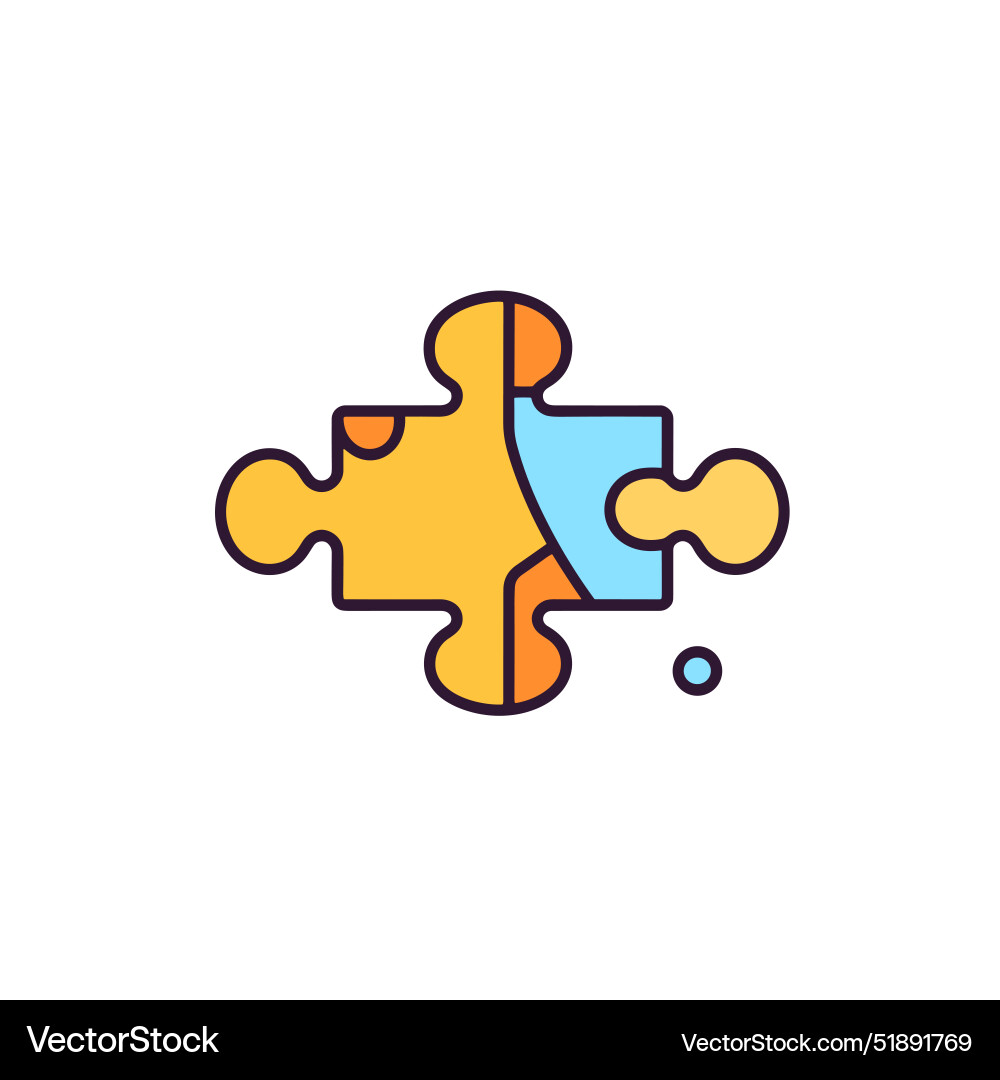 Cartoon of a two-colored puzzle piece Royalty Free Vector