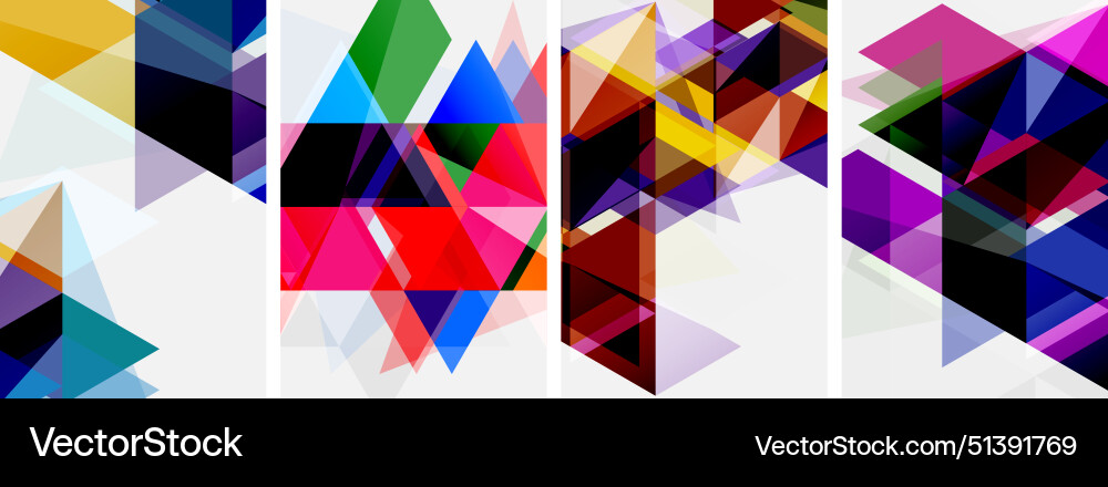 Colorful bright triangles with various colors and Vector Image