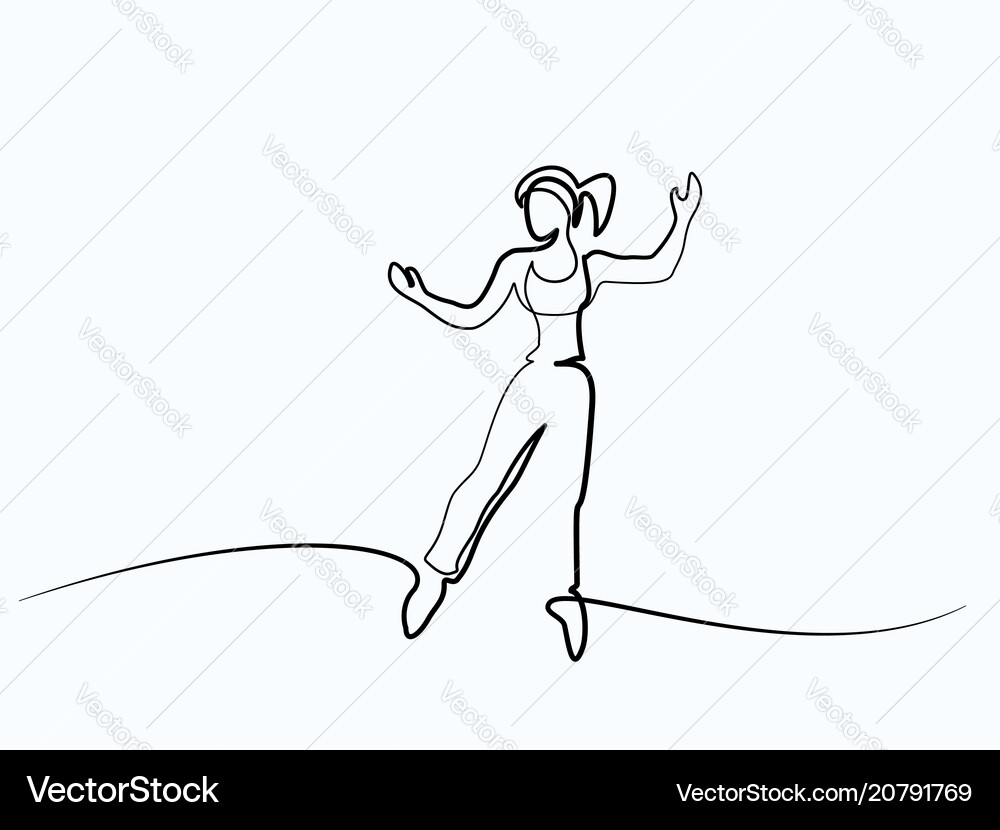 Happy jumping woman on white background Royalty Free Vector