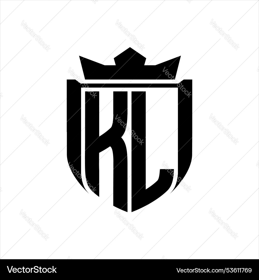 KL Monogram Shield Logo Royalty Free Vector Image