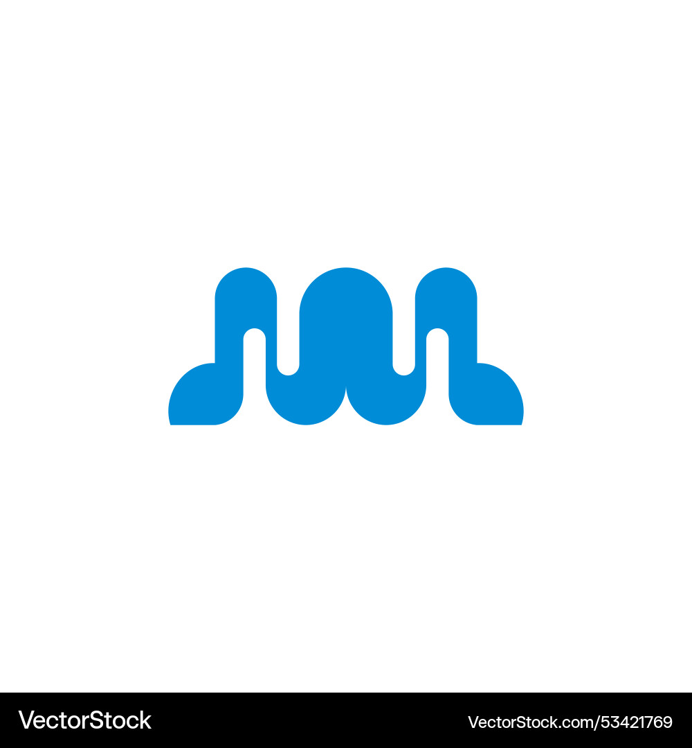 Letter w abstract wavy loop ribbon blue logo Vector Image
