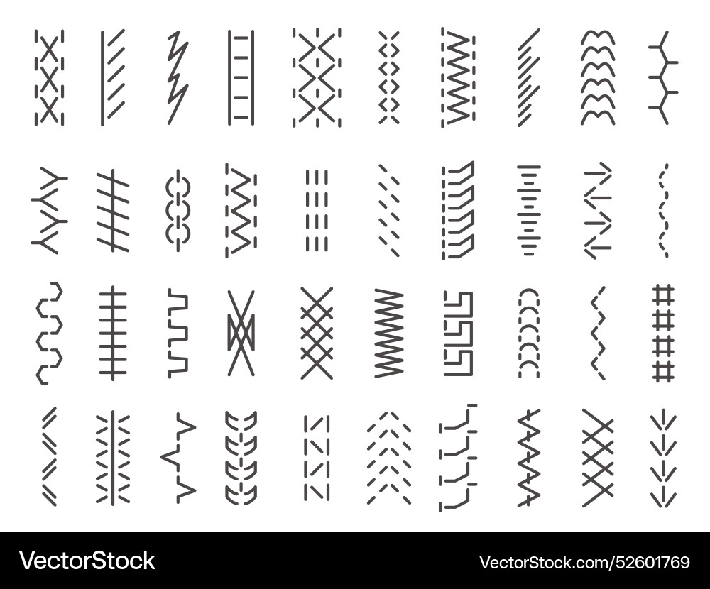 Sewing machine stitches embroidery zigzag Vector Image