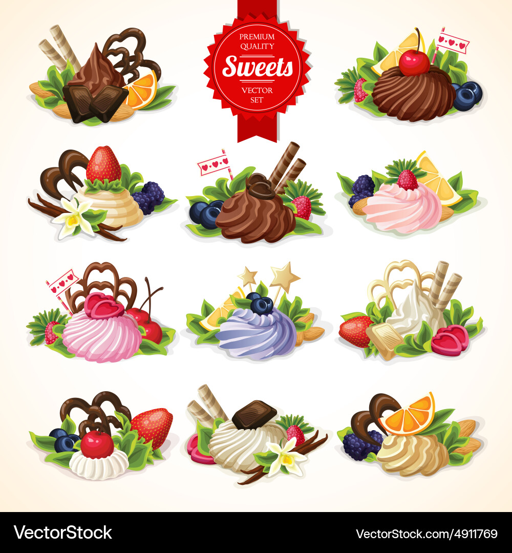 Sweets big set Royalty Free Vector Image - VectorStock