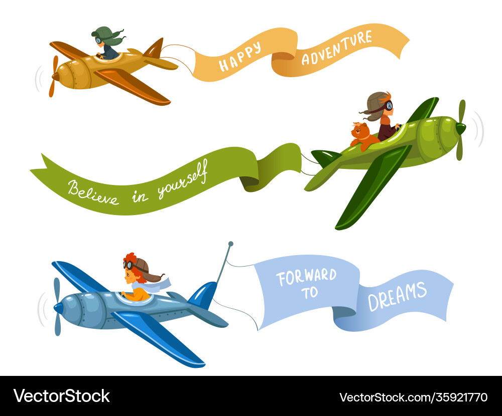 Airplanes with ribbon Royalty Free Vector Image