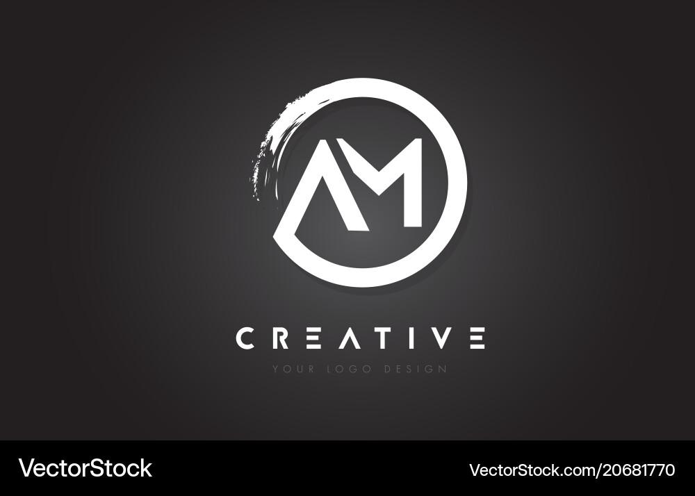Am circular letter logo with circle brush design Vector Image