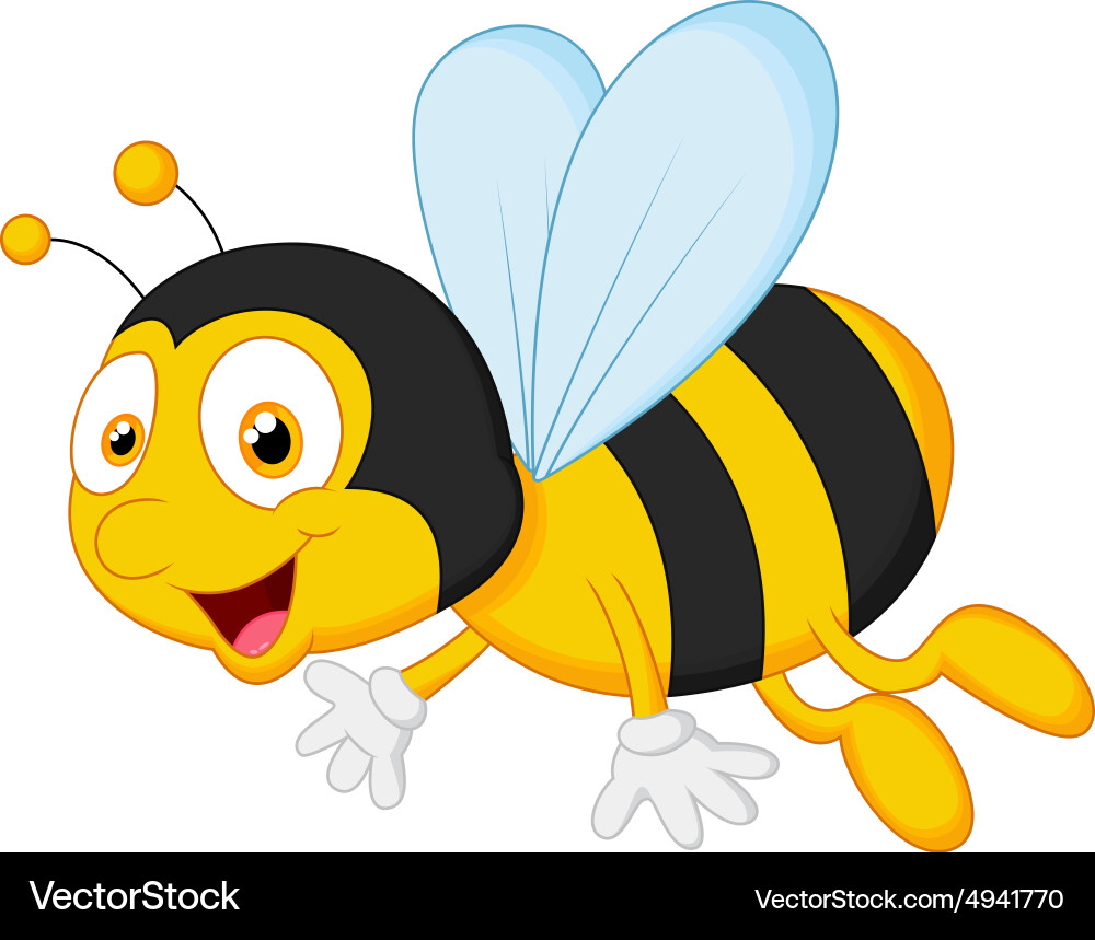 Bee cartoon flying Royalty Free Vector Image - VectorStock