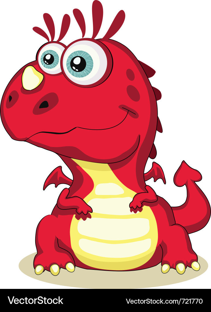 Cartoon Red Dragon, Isolated EPS Royalty Free Vector Image