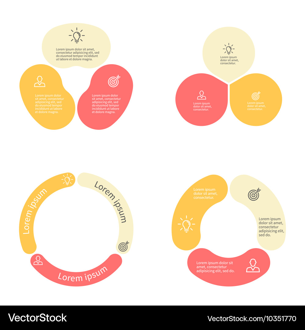 Circular infographics with 3 sections Royalty Free Vector
