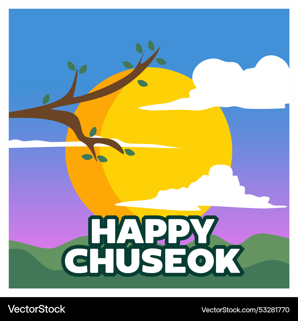 Happy chuseok day with tree and moon Royalty Free Vector