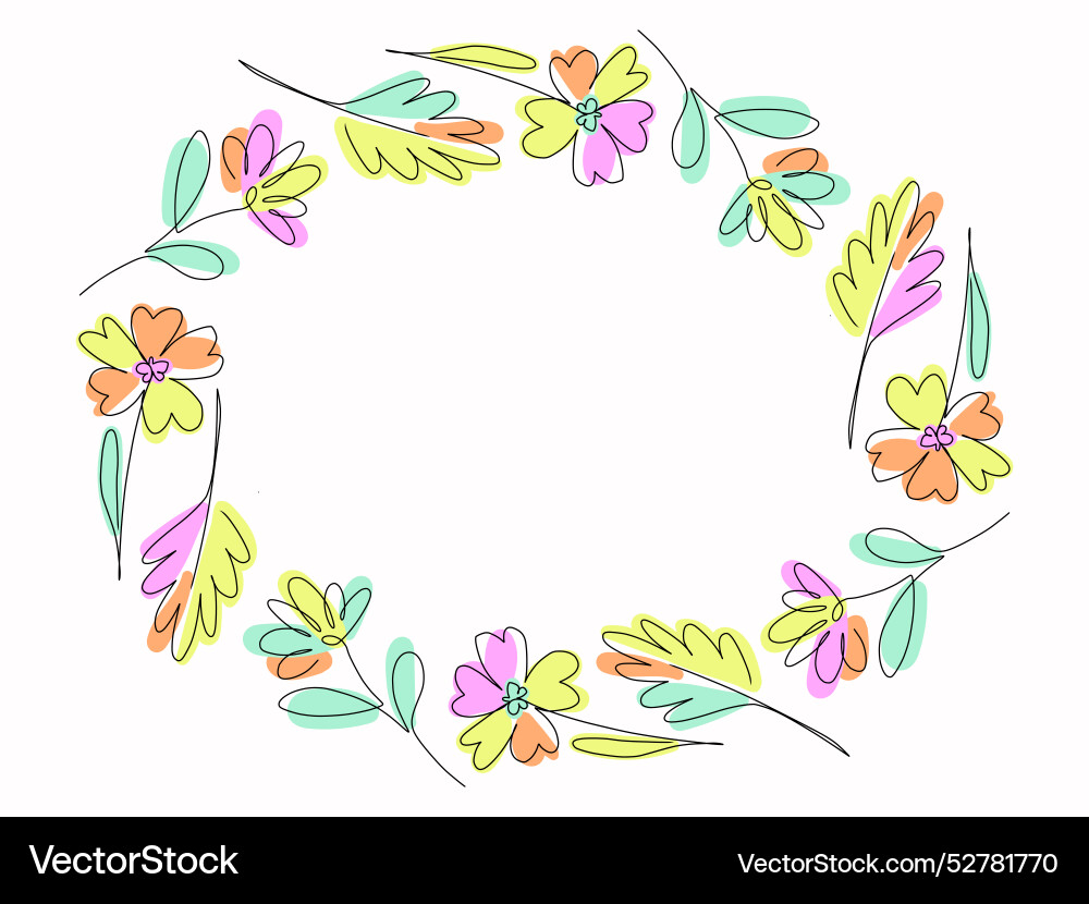 Isolated round flower frame pastel wedding Vector Image