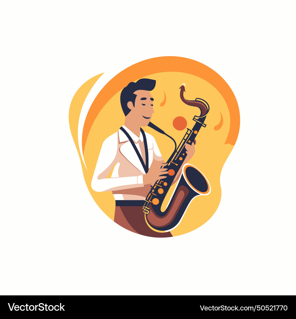 Saxophonist icon flat of for web Royalty Free Vector Image