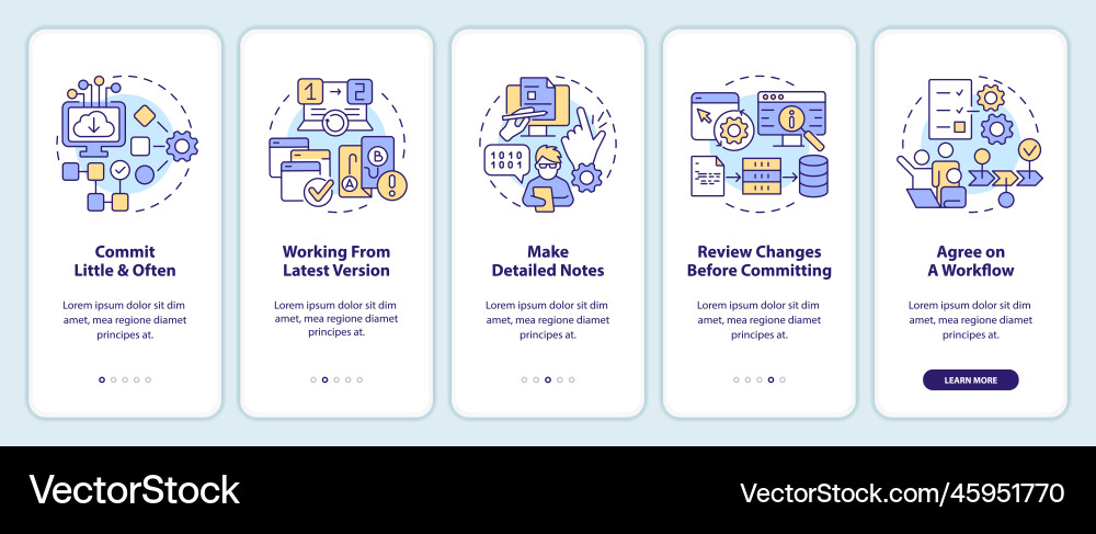 Quelle Code Management Best Practices an Bord Vektorbild