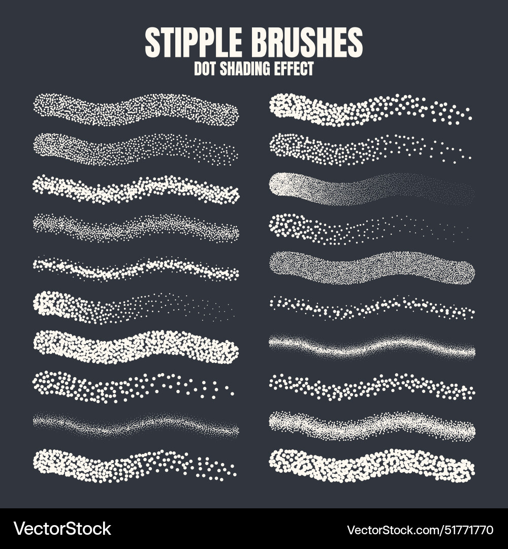 Stipple scatter brush ink drawing and texturing Vector Image