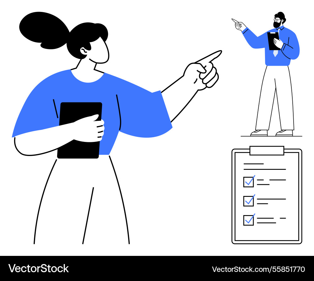 Team collaboration with checklist completion Vector Image