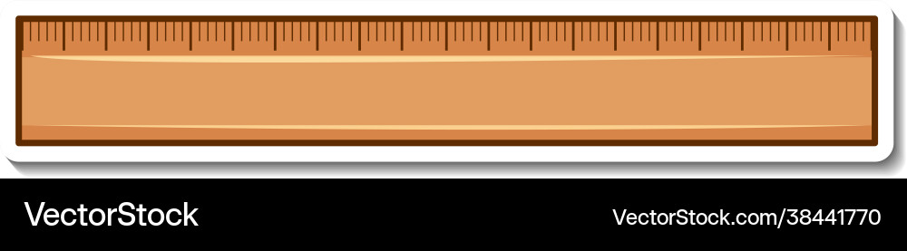 Wooden ruler sticker on white background Vector Image