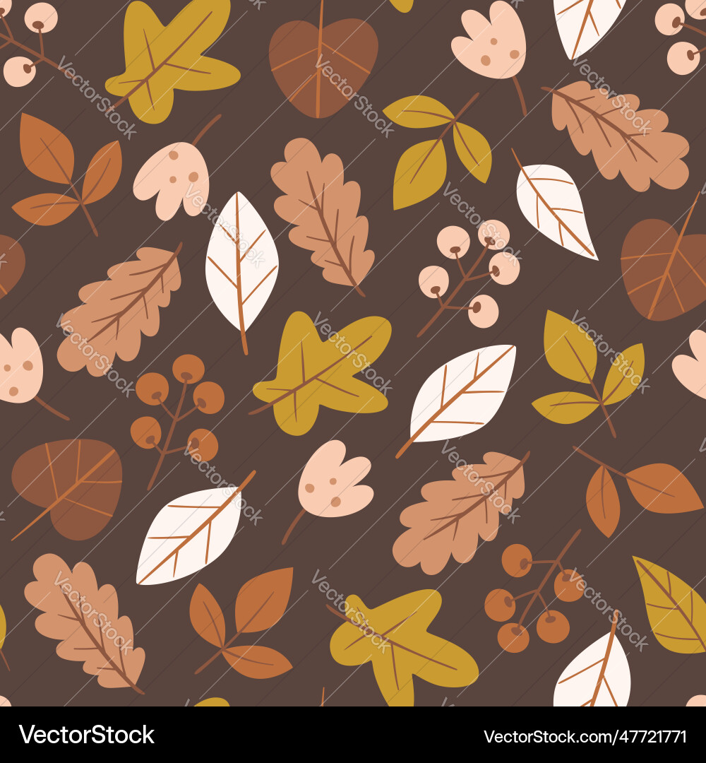 Brown leaves seamless pattern Royalty Free Vector Image
