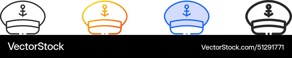 Captain cap iconthin linear gradient blue stroke Vector Image