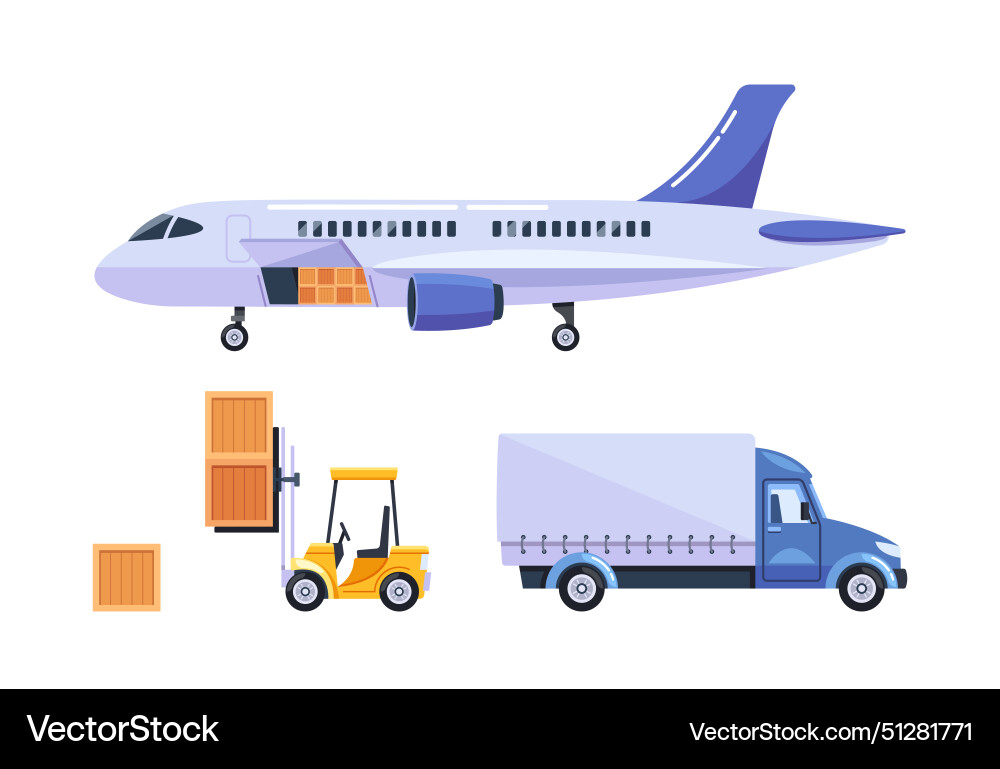 Cargo transportation set showcasing Royalty Free Vector