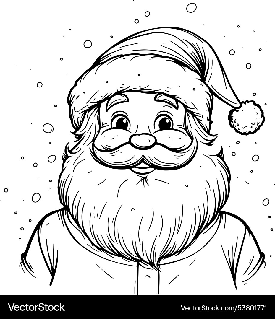 Cartoon santa claus line art Royalty Free Vector Image