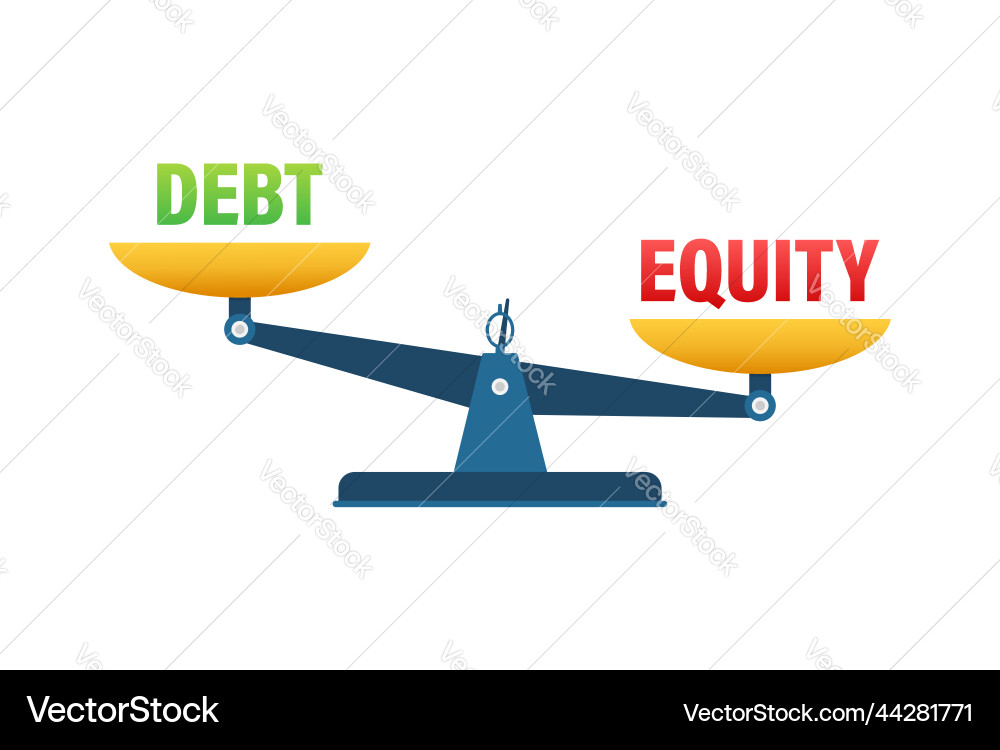 Debt and equity balance on the scale Royalty Free Vector