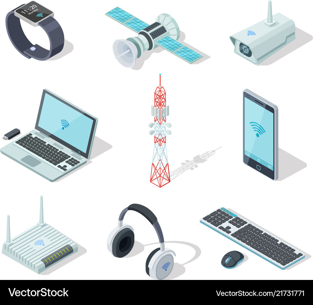 Electronic devices isometric wireless gadgets Vector Image