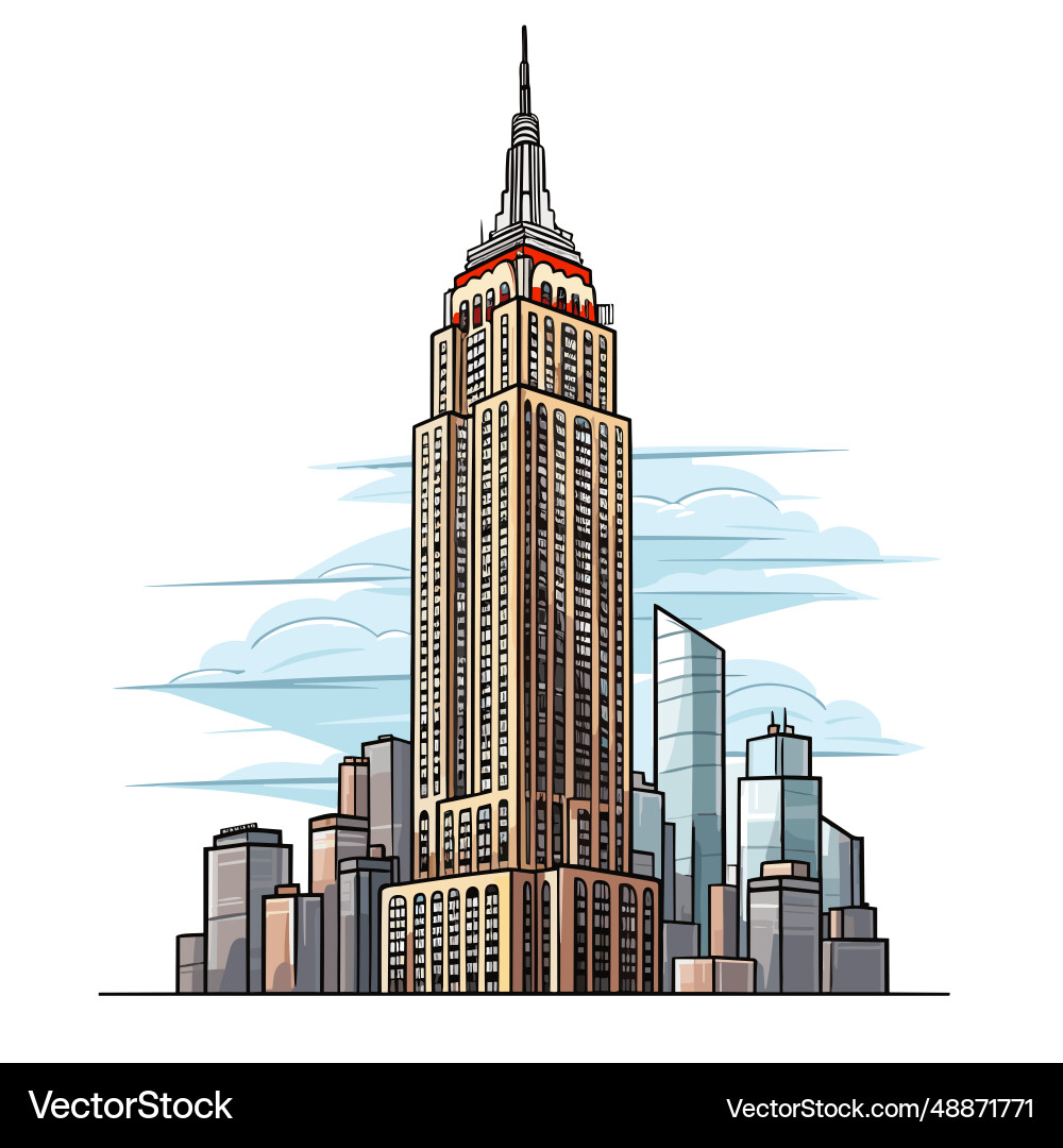 Empire State Building Doodle Royalty Free Vector Image