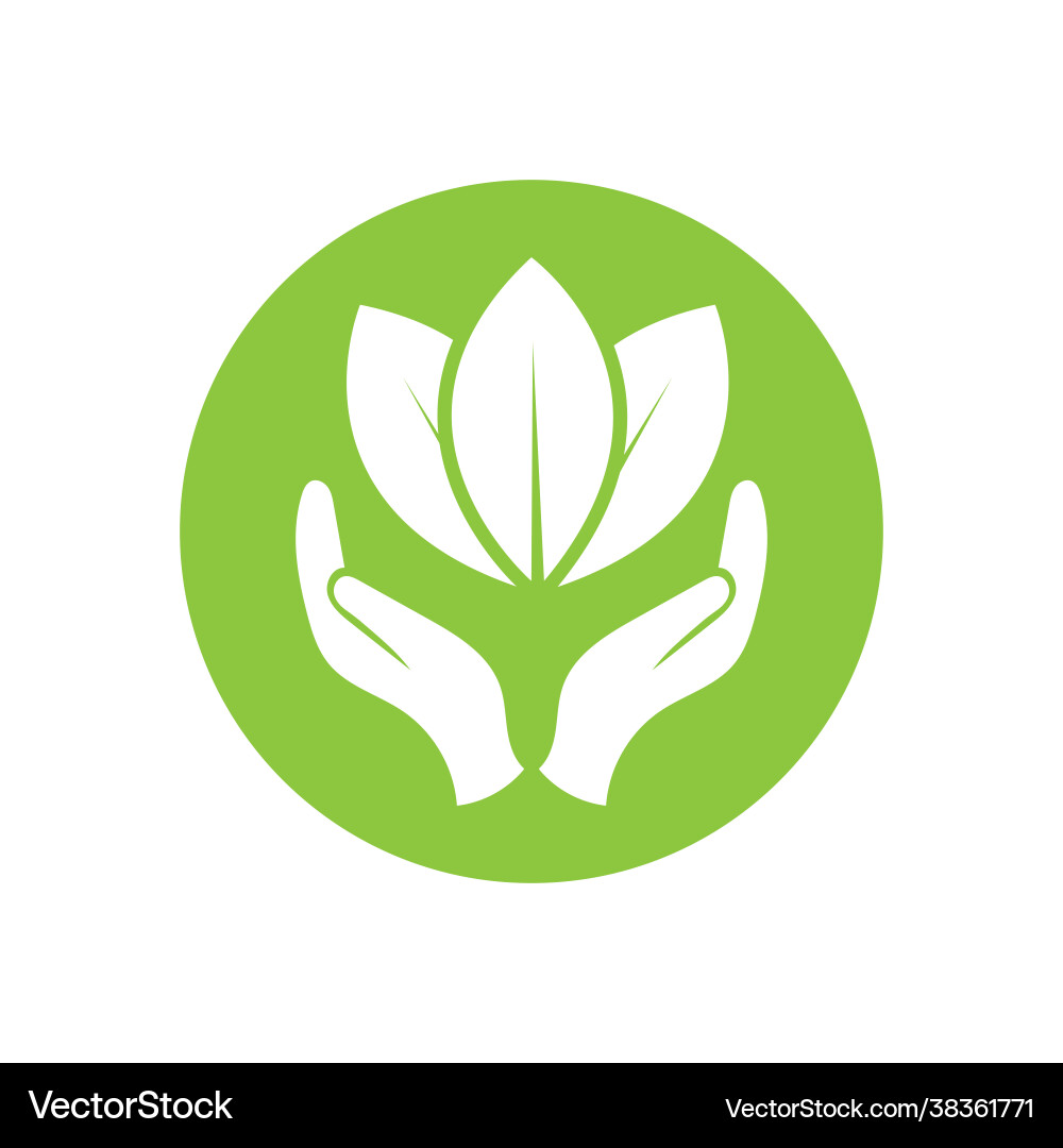 Hand and Leaf Logo Template Royalty Free Vector Image