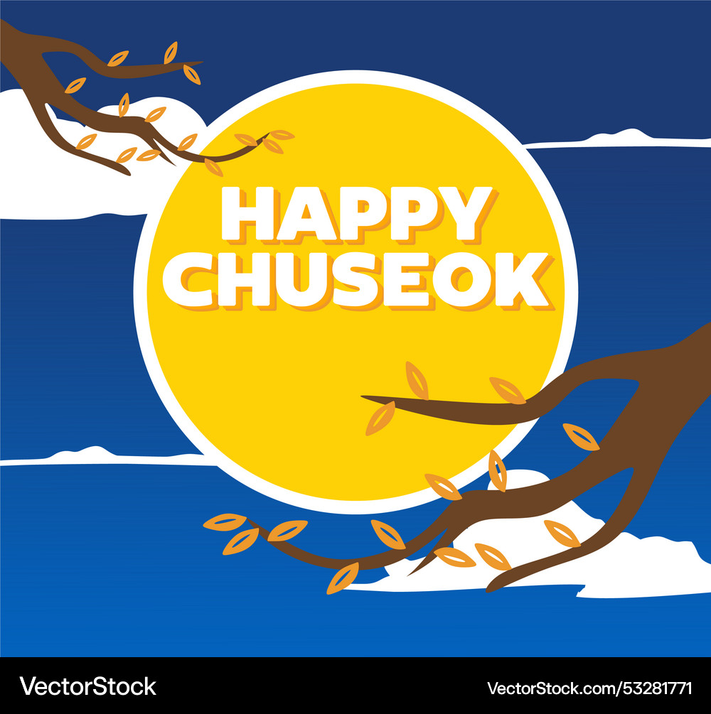 Happy chuseok day with tree and moon Royalty Free Vector