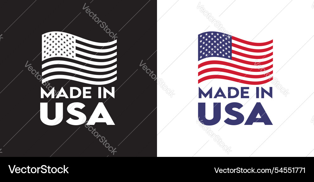 Made in usa icon set wave flag american Royalty Free Vector