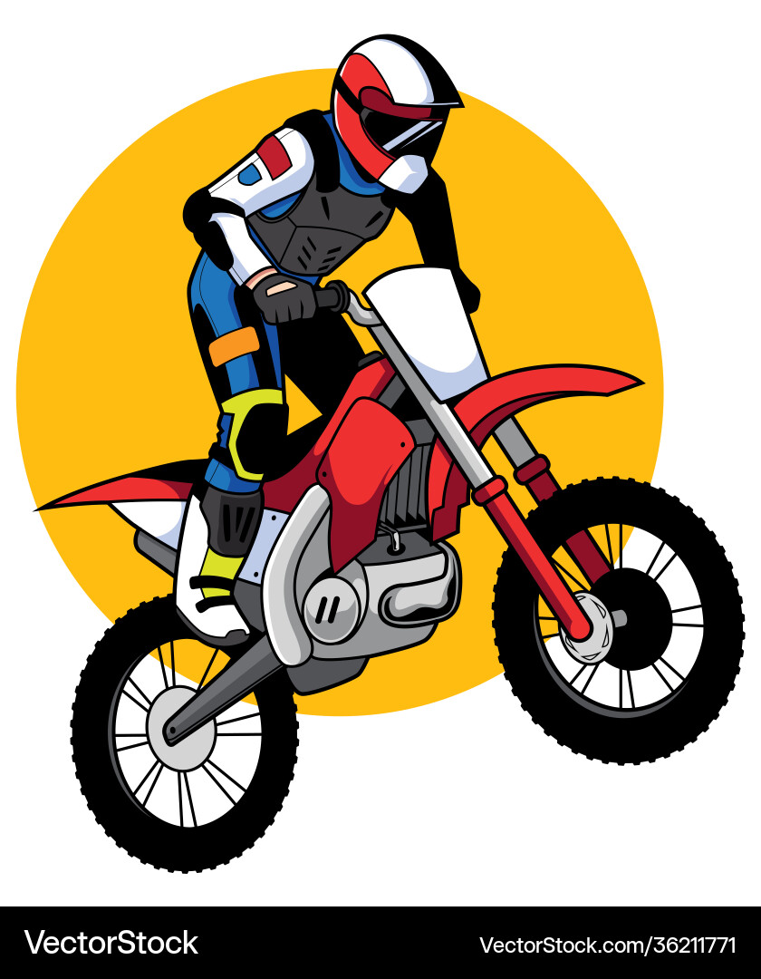Motocross racer mascot Royalty Free Vector Image