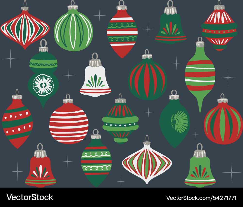 Retro christmas ornaments pack Royalty Free Vector Image