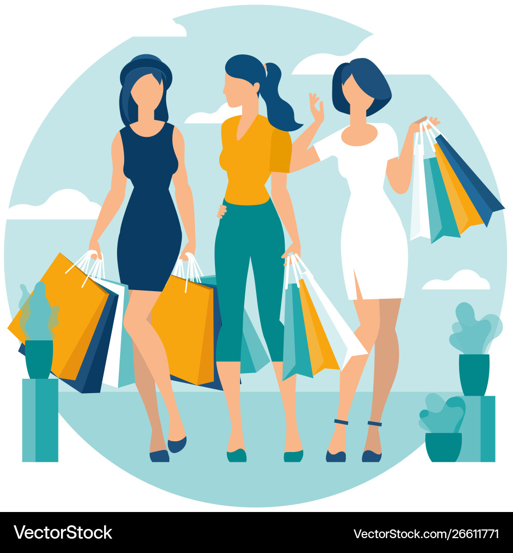 Stylish Women Shopping Royalty Free Vector Image