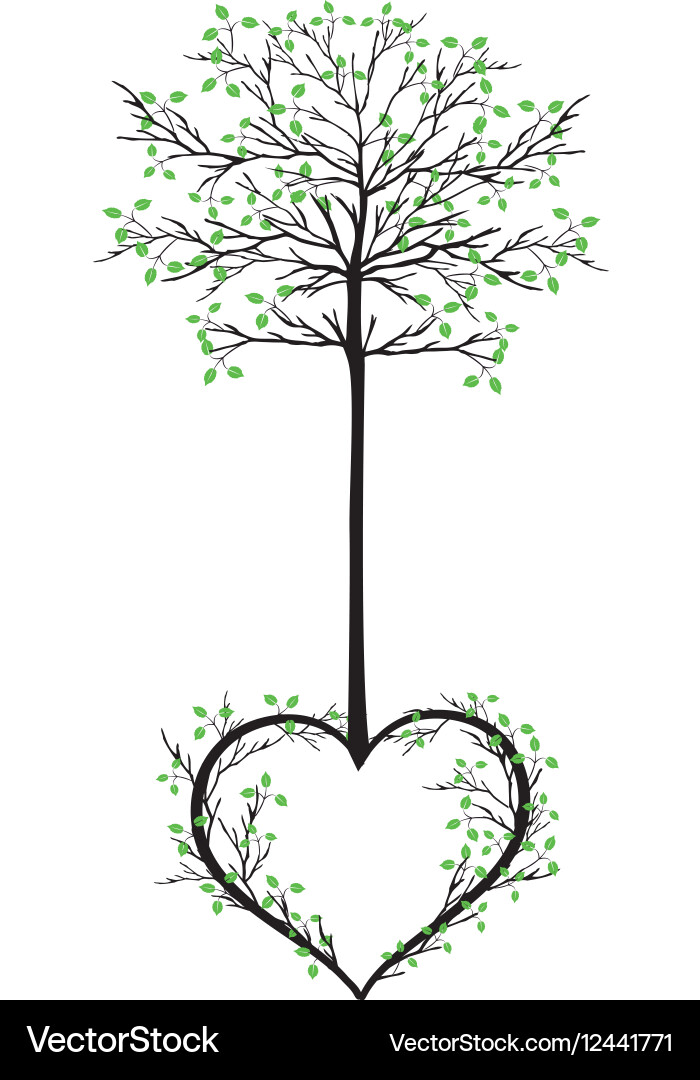 Tree with heart Royalty Free Vector Image - VectorStock