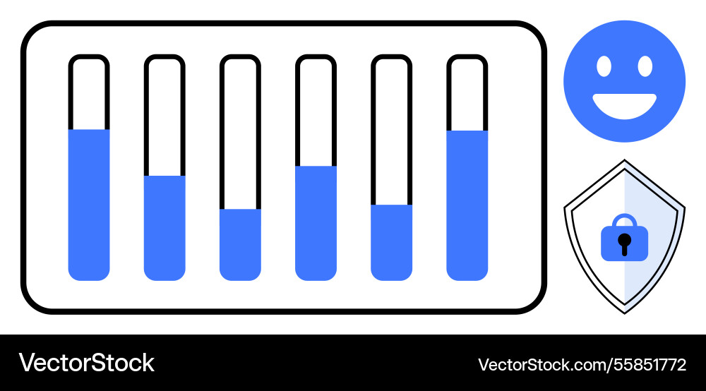 Bar chart with varying levels of progress next Vector Image
