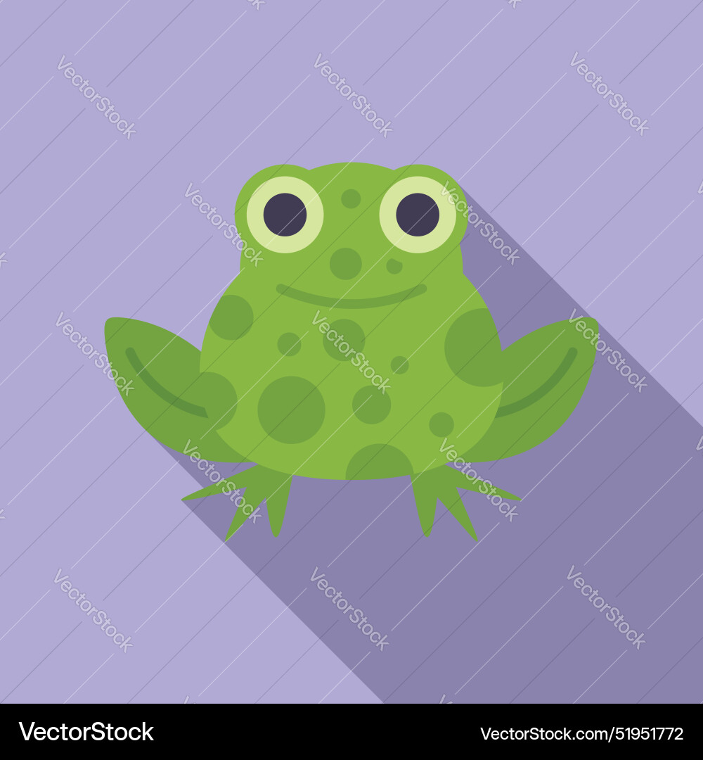 Green frog sitting with long shadow Royalty Free Vector