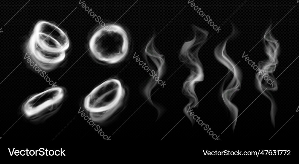 Hookah vape smoke circle and tornado effect Vector Image