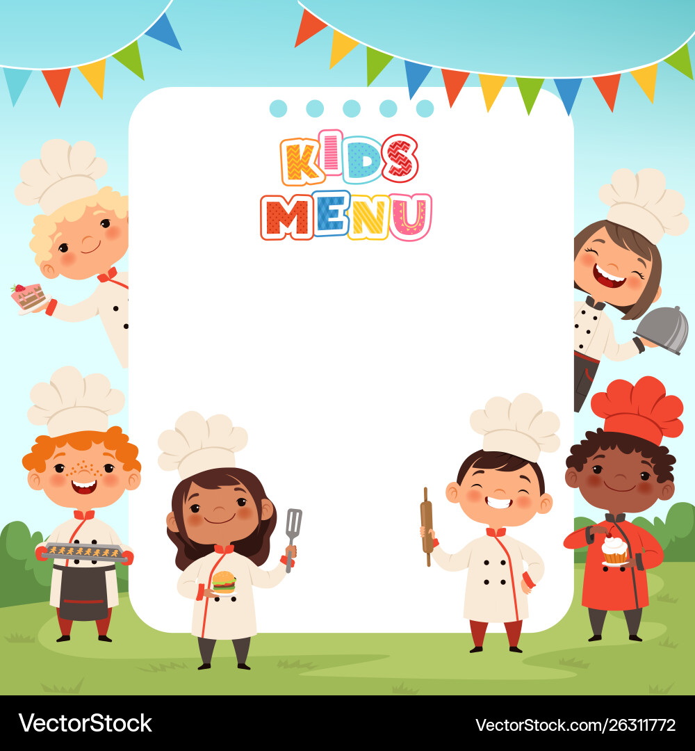 Kids Cooking Background - Chef Friends Royalty Free Vector