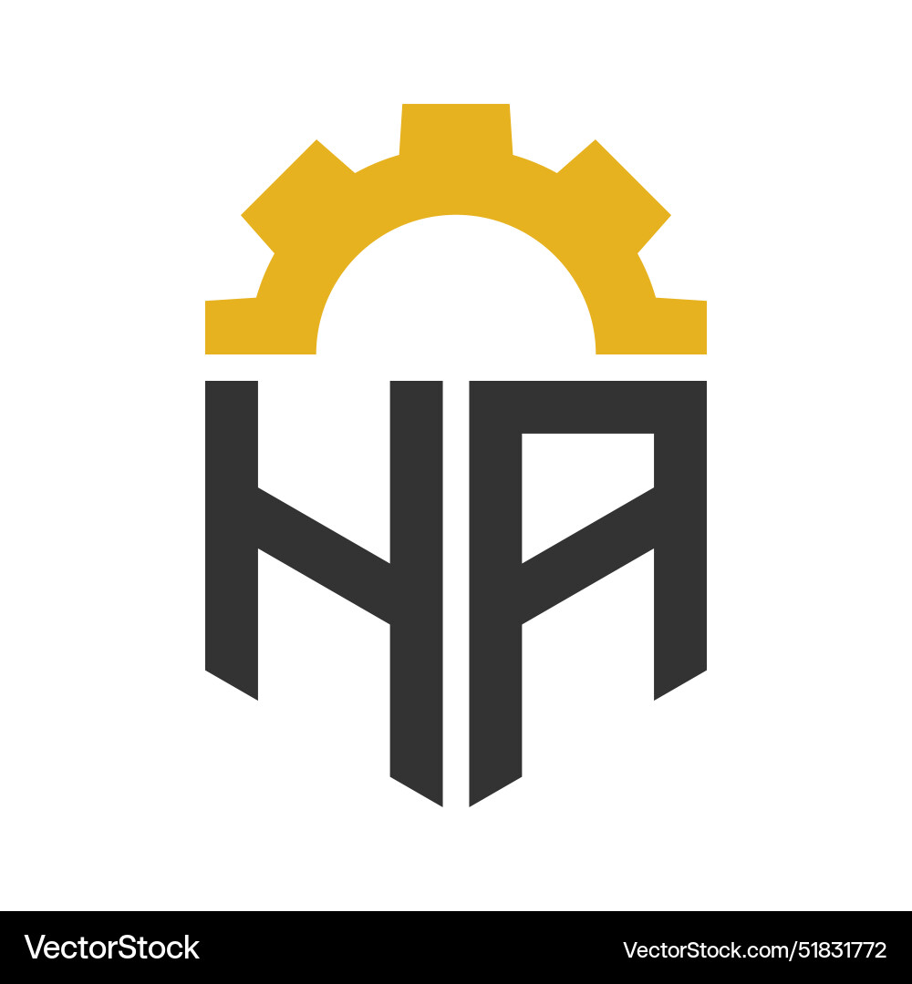 Letter ha gear logo design for service center Vector Image