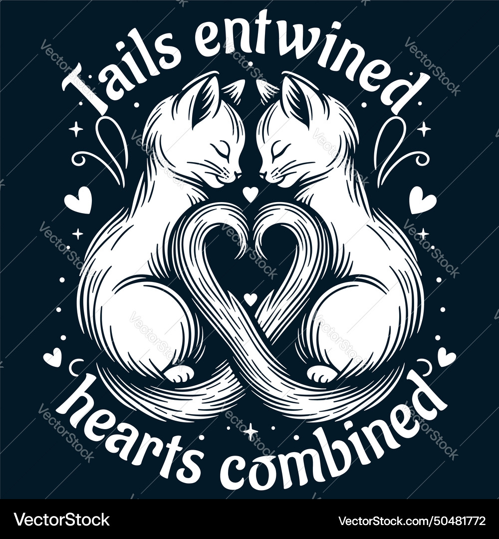 Romantic cats with heart - shaped tails Royalty Free Vector